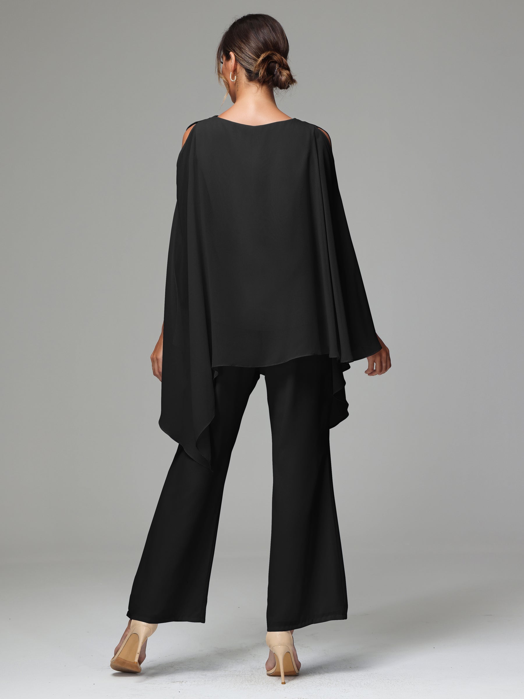 2 Pieces Flowy Split Sleeves Chiffon Mother Of The Bride Dress Pants S