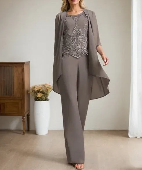Separates Jumpsuit/Pantsuit Scoop Floor-Length Chiffon Lace Mother of