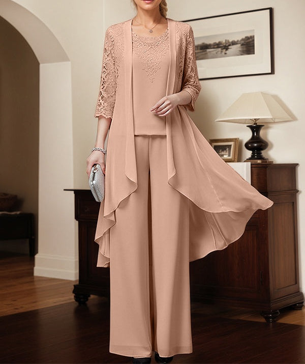 Separates Jumpsuit/Pantsuit Scoop Floor-Length Chiffon Mother of the B