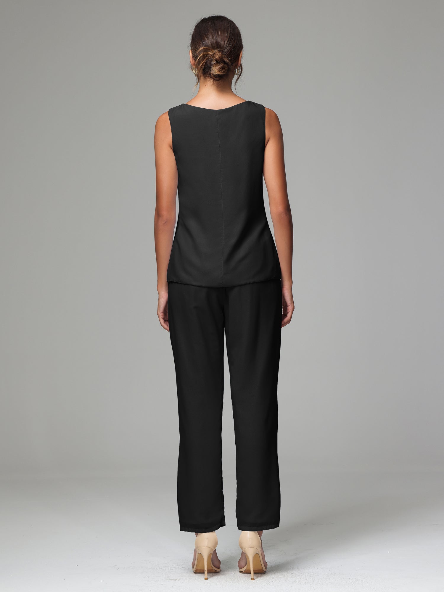 3 Pieces Chiffon Fancy Mother Of The Bride Dress Pants Suits