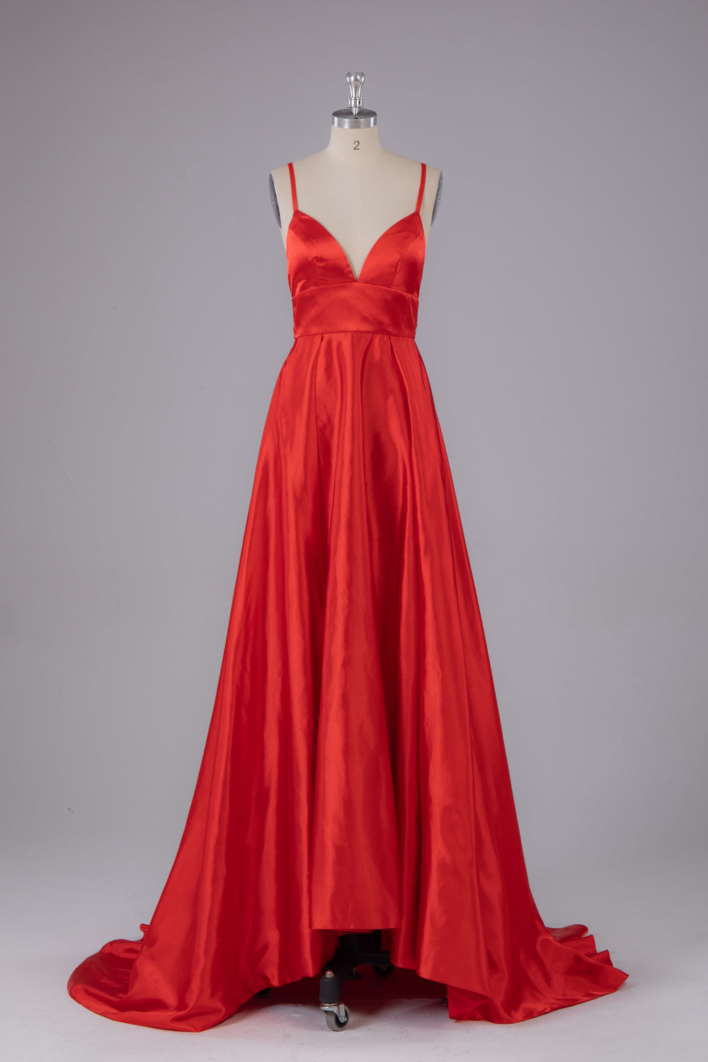 Simple A Line Backless Sweep Train Long Prom Dress