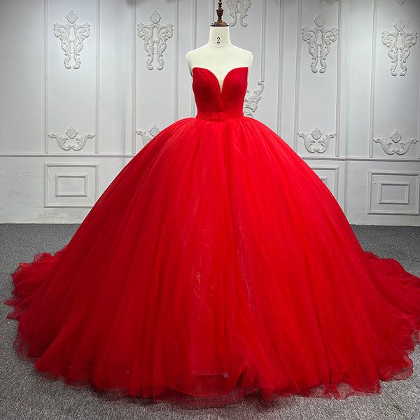 Simple Red Sweetheart Party Dress Ruched Sleeveless Prom Dresses Ball