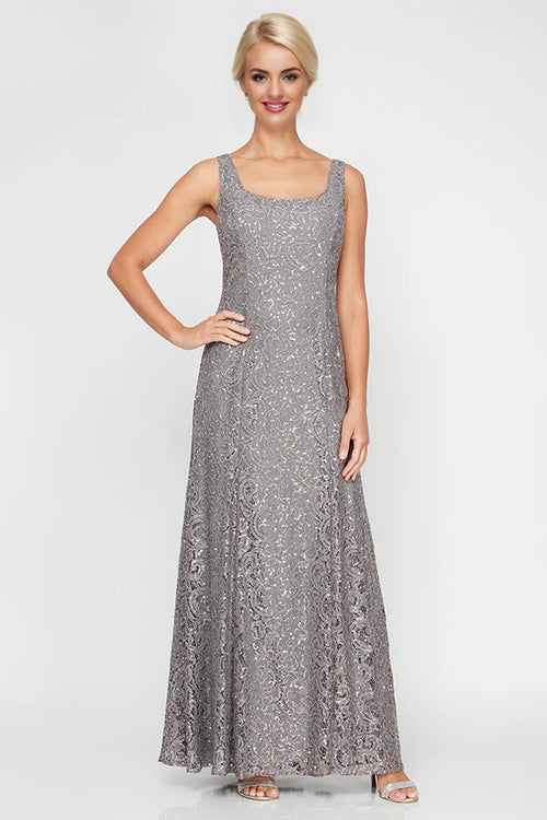 Square Neck Lace 2 Pieces A Line Ankle Length Mother of The Bride Dres