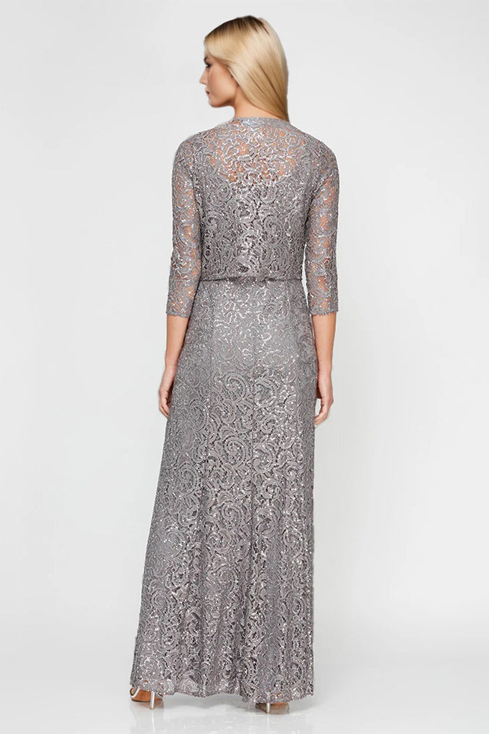 Square Neck Lace 2 Pieces A Line Ankle Length Mother of The Bride Dres