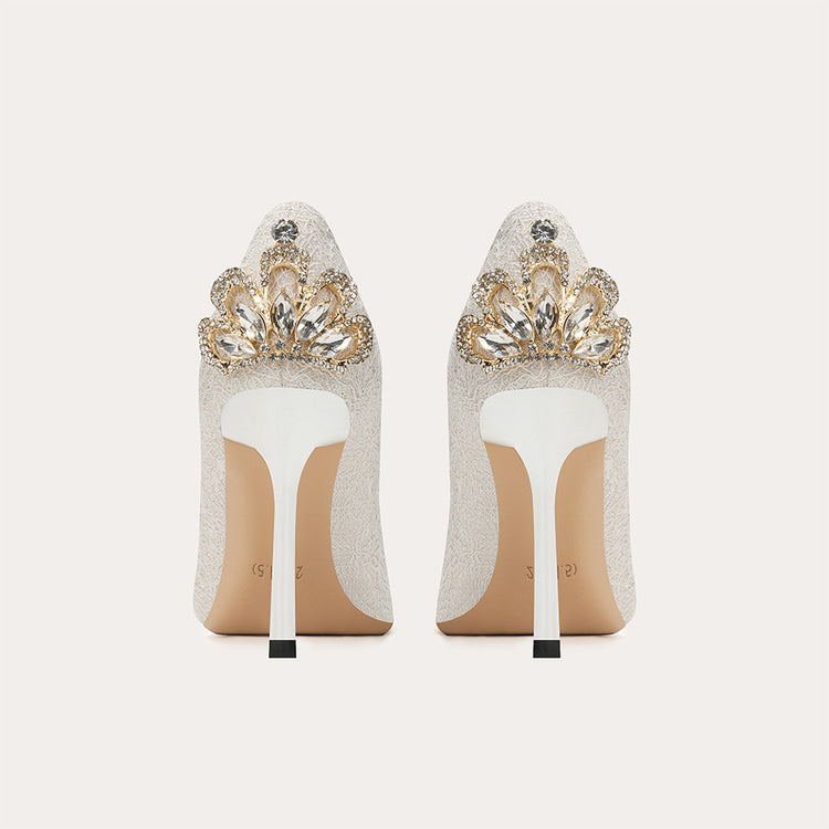 Stunning Women's High Heels with Diamonds Wedding Shoes