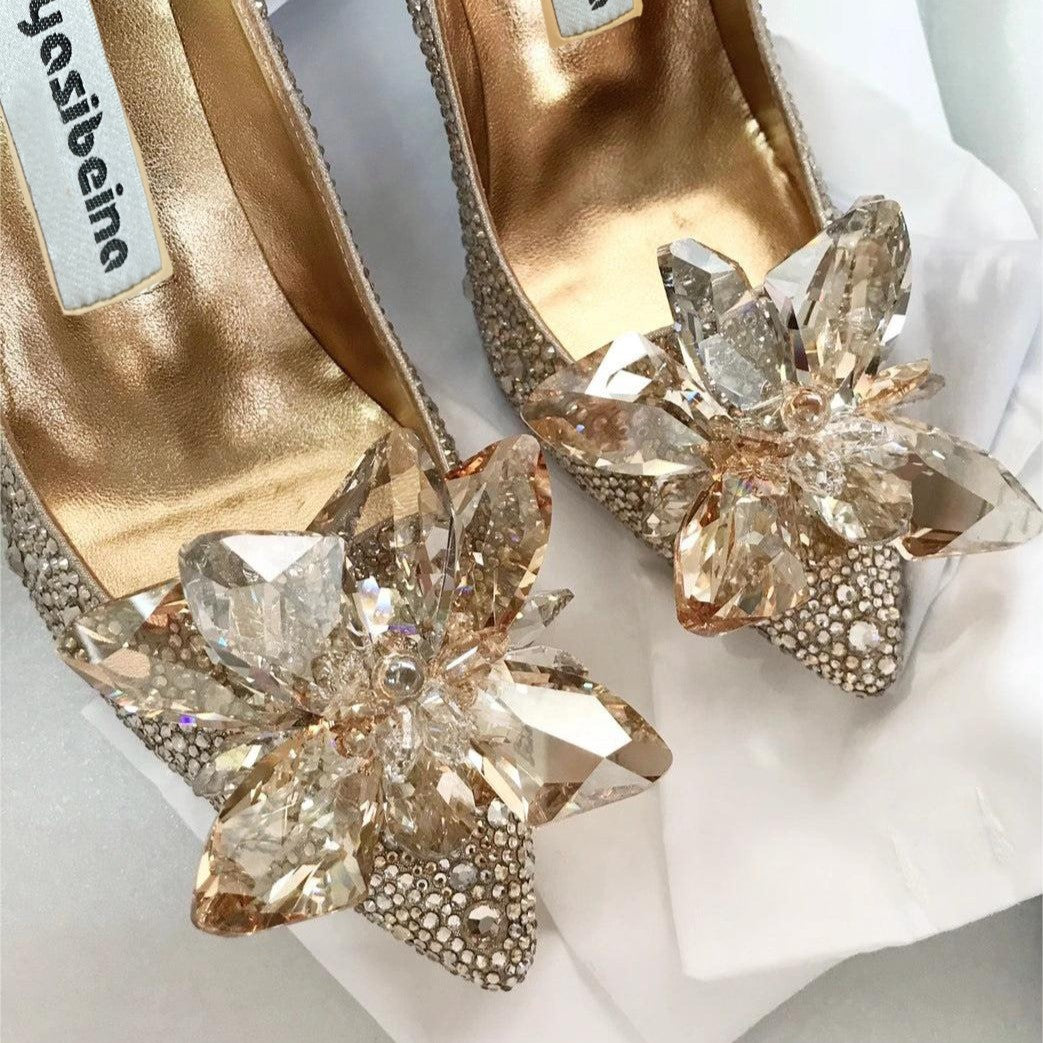 Ivory Wedding Shoes with Rhinestone, Fashion Lace Wedding Party Shoes