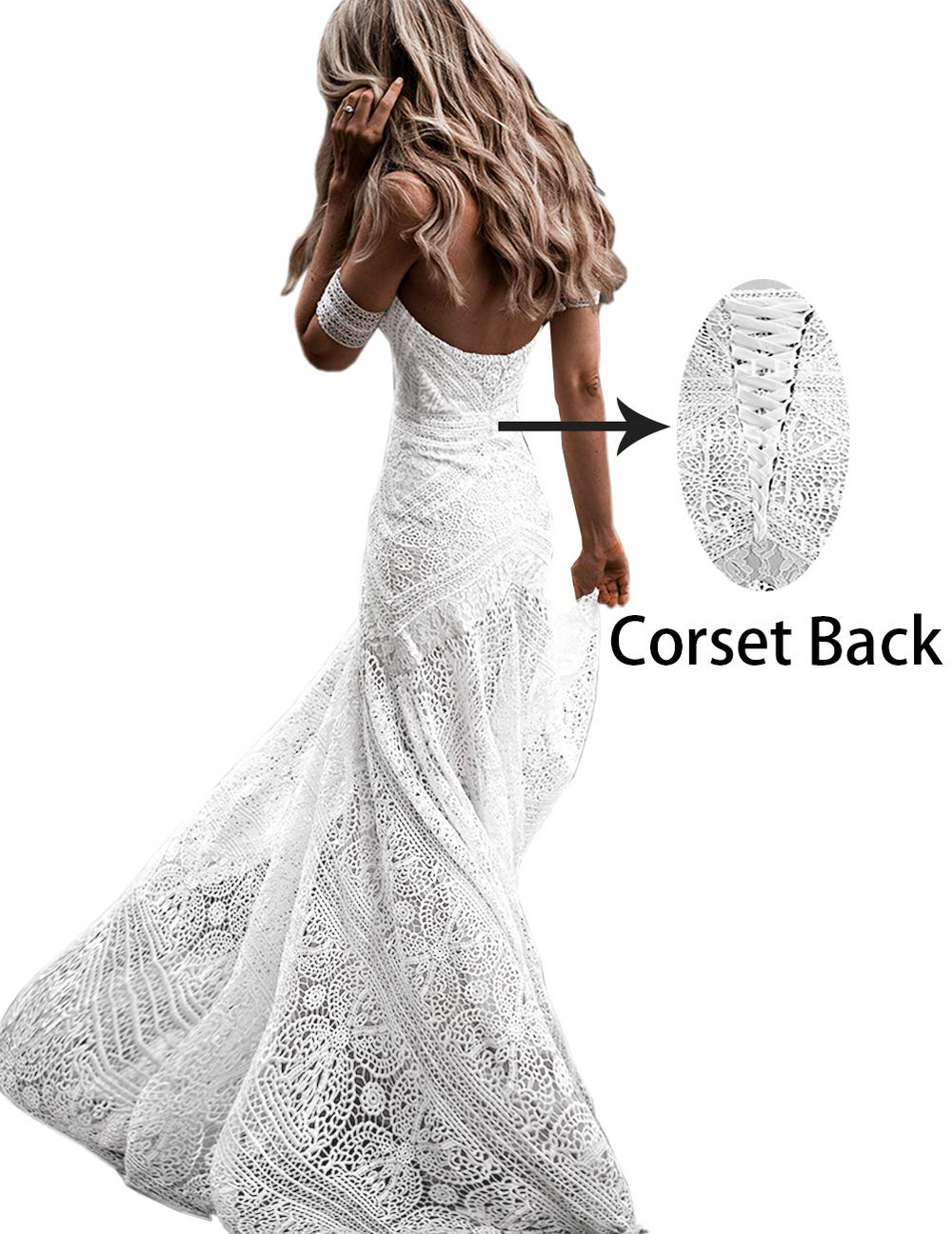 Gorgeous Off Shoulder Sweetheart Low Back Lace Wedding Dresses Long ...