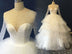 Organza Long Sleeves Multi-layer Ball Gown,White Scoop Beaded Wedding