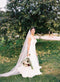 90 Inches Ivory Wedding Veil Chapel Length Cut Edge Wedding Bridal Veil V16